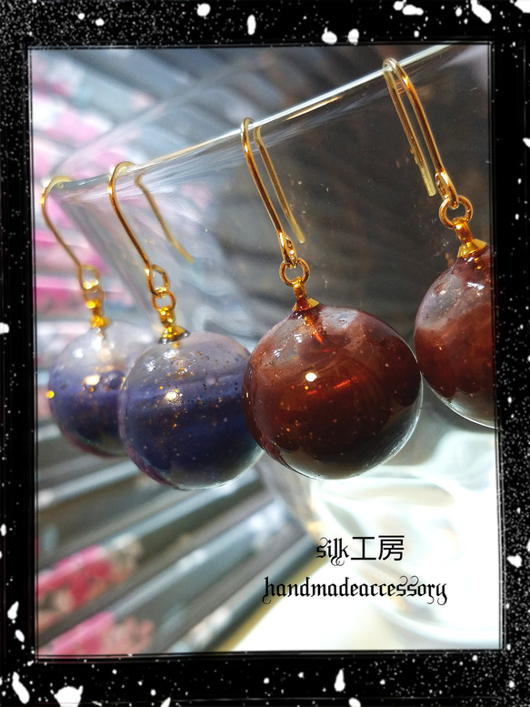 16kgp 星空ピアス ピアス（フック・チェーン） silk工房 通販｜Creema(クリーマ) 3983232