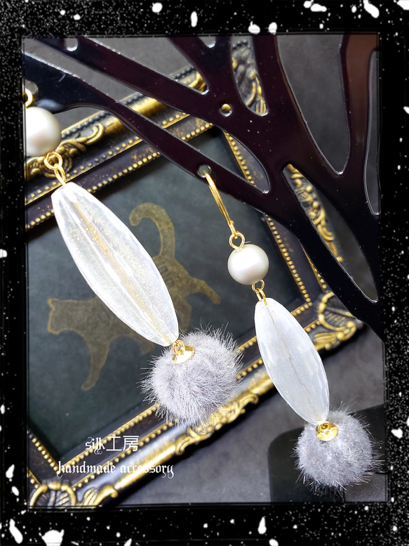 16kgp graycolor ピアス.+*:ﾟ+｡.☆ ピアス（フック・チェーン） silk工房 通販｜Creema(クリーマ) 6398833