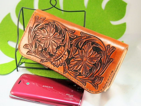 【SALE】革長財布ボタニカルブラウン二つ折り 長財布 『オッカン』 通販 5677140｜Creema(クリーマ)