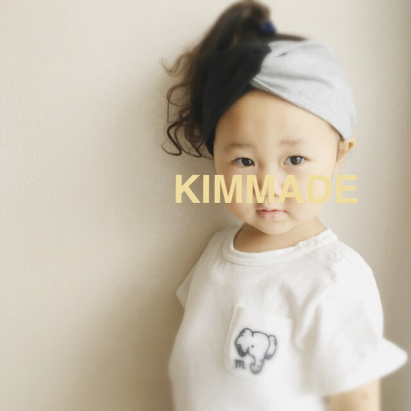 キッズ ヘアバンド ︎ Tシャツ素材 グレー × ブラック 子供服 KIMMADE 通販 2543519｜Creema(クリーマ)