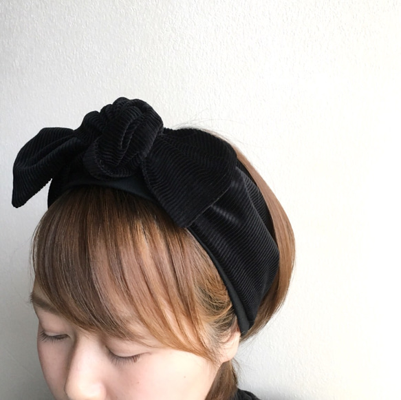 冬素材 ︎ ベロア コーデュロイ の ヘアバンド ︎ 単色 ブラック ヘアバンド・ターバン KIMMADE 通販｜Creema(クリーマ ...