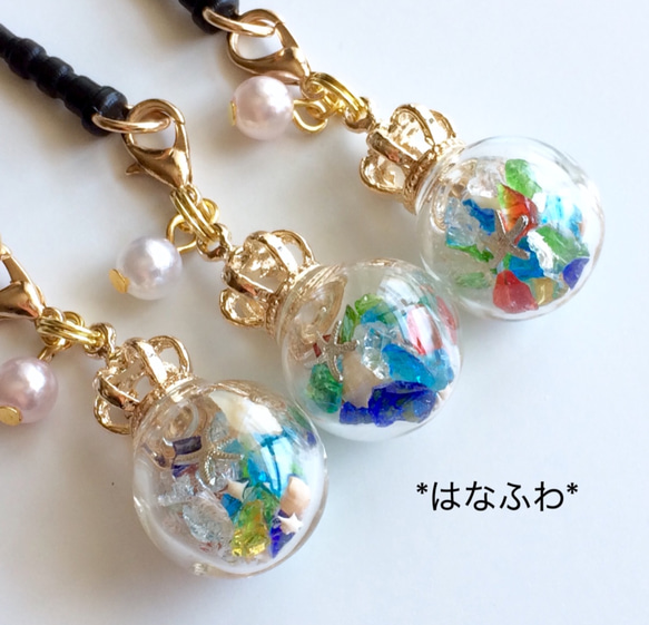*硝子だま（ストラップへの変更可） イヤホンジャック はなふわ* 通販｜Creema(クリーマ) 3790337