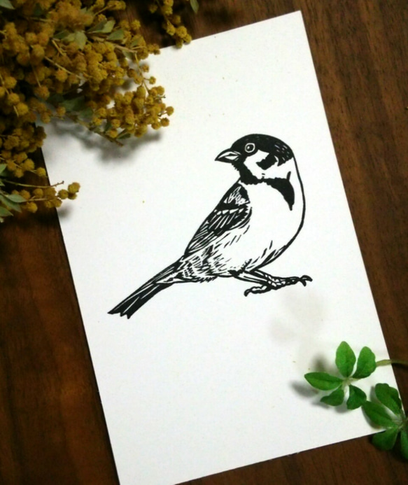 【定形外送料無料】見返りすずめさん☆リアルバージョン♬/野鳥/スズメ/雀☆消しゴムはんこ【制作20日間】 はんこ・スタンプ かのん 通販 ...