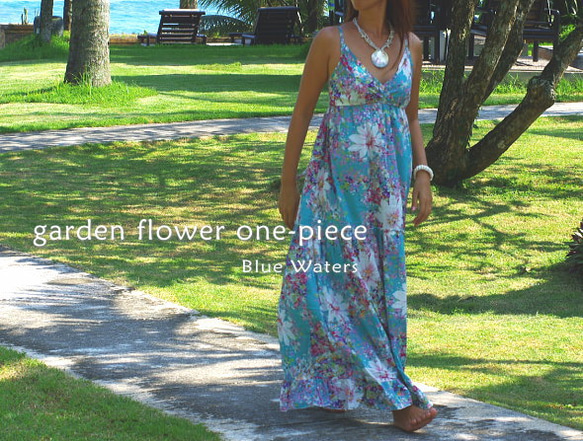 大人のリゾートファッション！ガーデンフラワーワンピース ＜ブルー＞ ワンピース bluewaters 通販｜Creema(クリーマ) 2361244