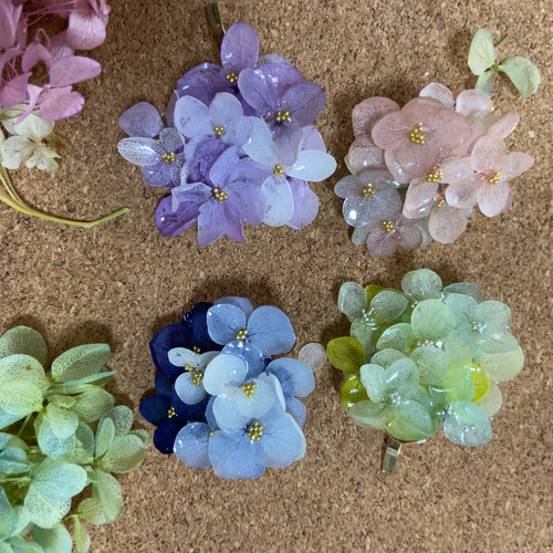 色とりどり プリザーブドフラワー紫陽花のポニーフック 紫陽花 色とりどり プリザーブドフラワー紫陽花のポニーフック 紫陽花