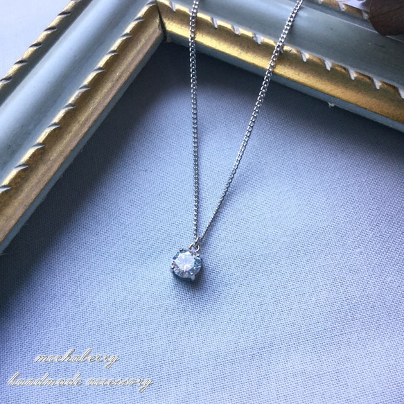 キュービックジルコニアのひと粒ネックレス シルバー ネックレス・ペンダント Mochaberry 通販 4777222｜Creema(クリーマ)