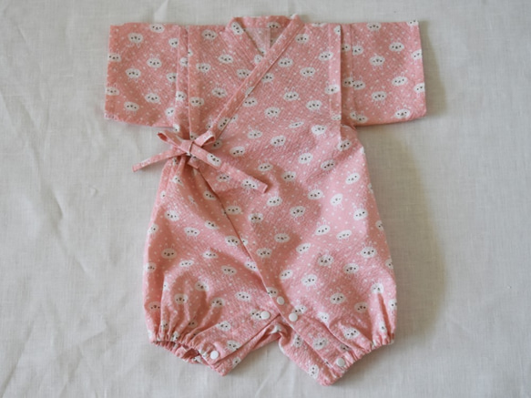 ロンパース甚平（訳あり／うさぎ／ピンク） ロンパース nenne 通販 2640551｜Creema(クリーマ)