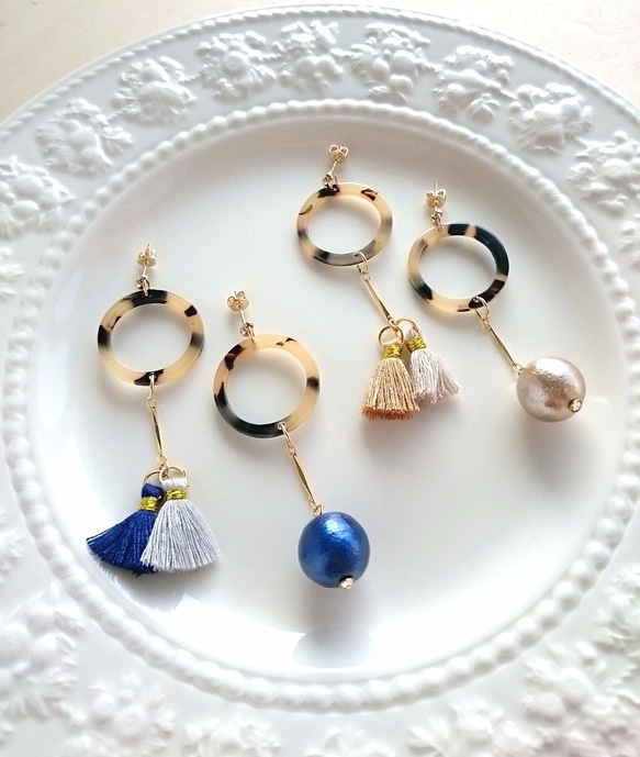 ロングアシメ♡べっ甲ピアス ピアス（スタッド・一粒） mio min mio 通販｜Creema(クリーマ) 2593301