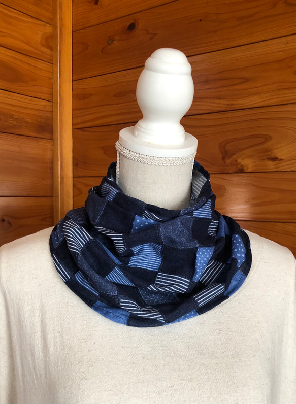 《再販》当店人気No.1♪ダブルガーゼネックウォーマー【デニムパッチ】 ネックウォーマー つくりて藍 & tree cotton 通販 ...