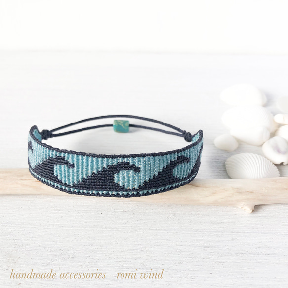 メンズ 波波アンクレット〜ネイビー×ベビーブルー【受注制作】 アンクレット（メンズ） romi wind (ロミ ウィンド) 通販 ...