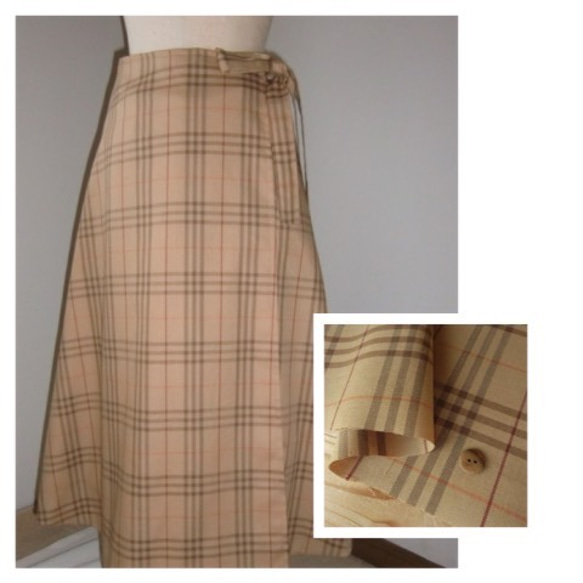 英国BR・ベージュチェックのウエスト自在キルト（巻き）SK フレアスカート Lab-mama 通販｜Creema(クリーマ) 4309448