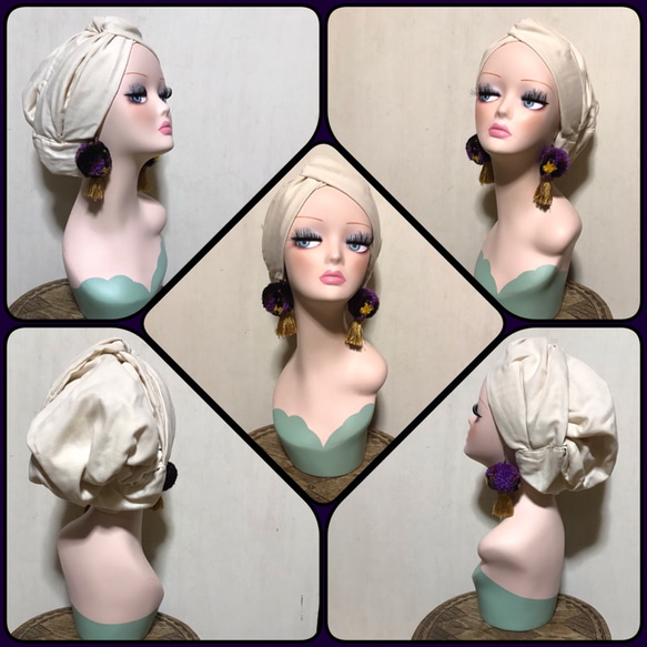 新作 生成り ナチュラル 春夏素材 ダブルガーゼ 帽子 帽子にもなる ターバン帽子 シングル ヘアターバン ヘアバンド ヘアバンド・ターバン ...