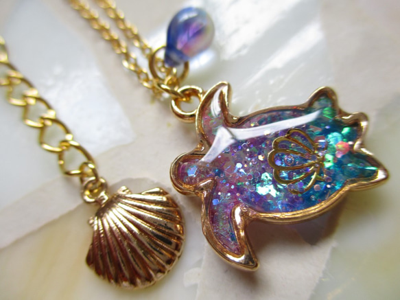 1721再販 ブルーオーシャン・小さな小さな、ホヌの1粒ネックレス ※ラスト1匹限り ネックレス・ペンダント 🌸はなはなあにまる🐇🎶 通販 ...