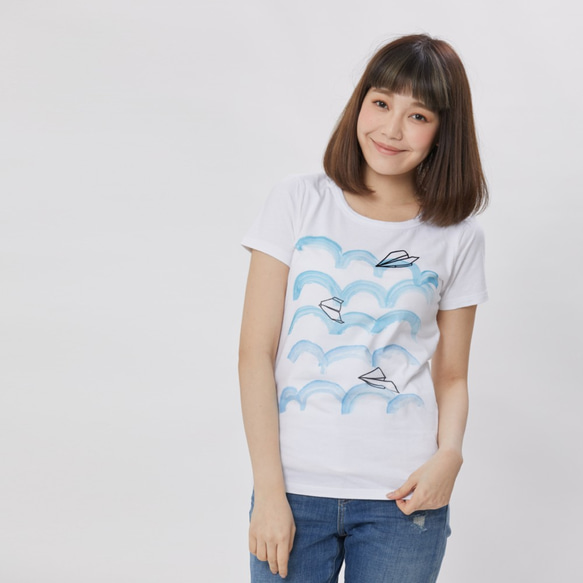 飛行機・ ピーチ起毛ソフトコットン・半袖・レディースTシャツ、ホワイト Tシャツ so that's me 通販 5613323｜Creema ...