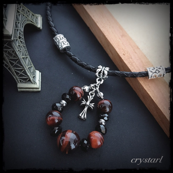 勝負運、成功☆メンズ/クロス/渋い/パワーストーンコードネックレス9 ネックレス・ペンダント crystarl-秋咲- 通販｜Creema(クリーマ)