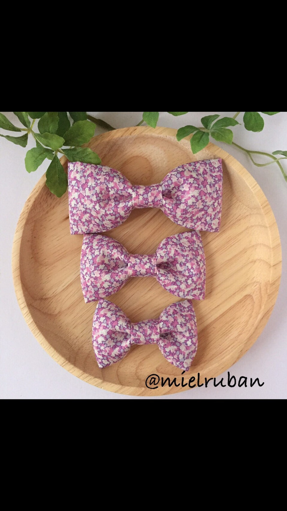 レア生地！リバティリボンS ペッパ ヘアゴム、ヘアピン、ヘアバレッタ、キッズリボンにも バレッタ mielruban 通販 4575622 ...