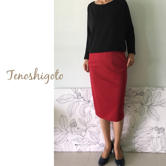 タイトスカート 赤 茜 シンプル ポンチ ストレッチ 秋冬 予約受付 タイトスカート tenoshigoto 通販｜Creema(クリーマ ...