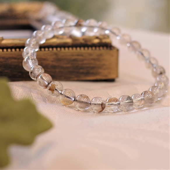 【期間限定ルチル】MCP25♦金運・人脈運UP♦7㎜玉レア・希少価値のプラチナルチルクォーツ 一点物ブレスレット 水晶 ブレスレット ...