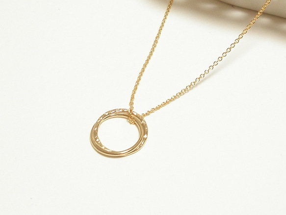 14kgf～ダブルリングのネックレス ネックレス・ペンダント nocturne 通販 114443｜Creema(クリーマ)