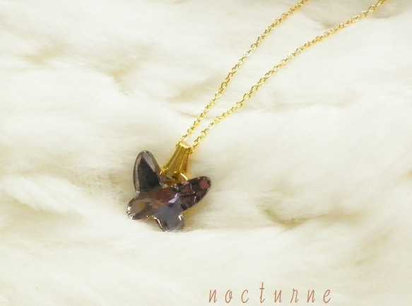14kgf～butterfly☆スワロフスキーのネックレス ネックレス・ペンダント nocturne 通販｜Creema(クリーマ)