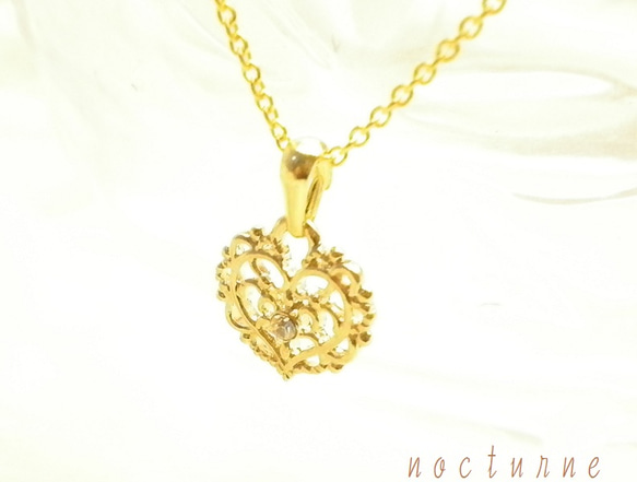 14kgf～ロマンティックハートのネックレス ネックレス・ペンダント nocturne 通販 147995｜Creema(クリーマ)