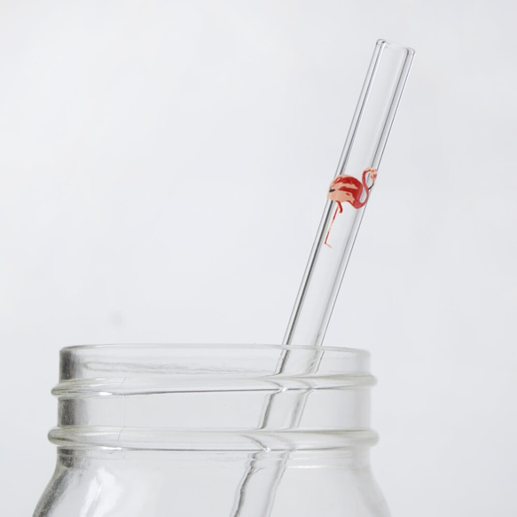 [熱帯の夏は20cm。フラミンゴグラスピペット]（口径0.8cm）フラミンゴSUMMER環境保護の再利用（小さなブラシ付き）1p グラス ...