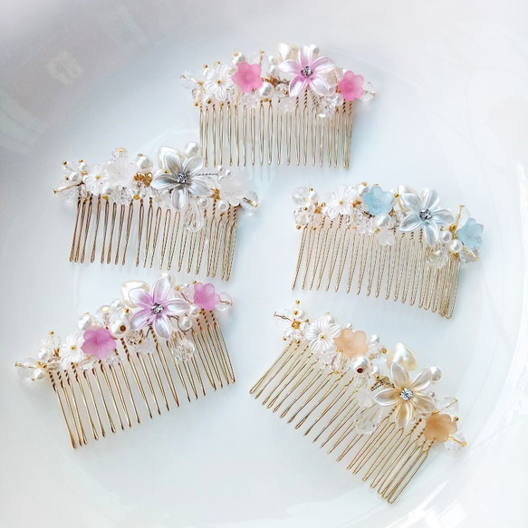 フラワーダンスシリーズ - フラワー＆ビーズドコーム コーム amy chen 通販 5407433｜Creema(クリーマ)