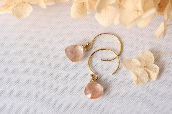 宝石質オレンジルチルクォーツの一粒ピアス 【K14gf】 ピアス（フック・チェーン） Petit Dream 通販 3208964 ...