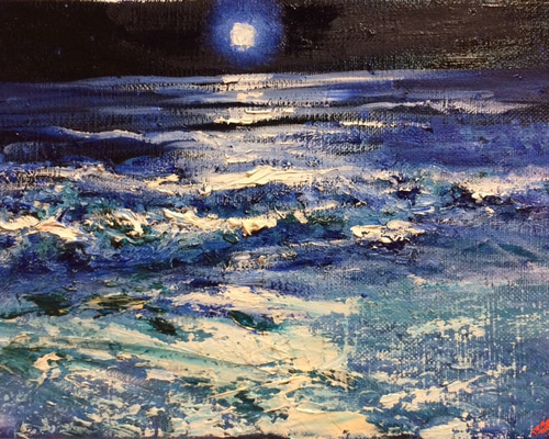 夜の海☆油絵 絵画 アトリエ風の通☆Etsuki Misu 通販 6564058 夜の海☆油絵 絵画 アトリエ風の通☆Etsuki Misu 通販 6564058