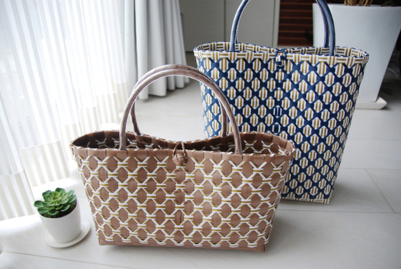 【2017福袋⑦】新春限定・モノグラム縦長・モカダイヤのプラカゴセット かごバッグ drops. 通販 3264100｜Creema(クリーマ)