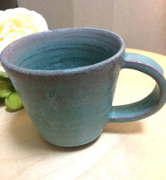 ペアセット【陶器】青緑色 マグカップ マット青銅釉 湯呑み furikake_pottery 通販｜Creema(クリーマ) 5417991