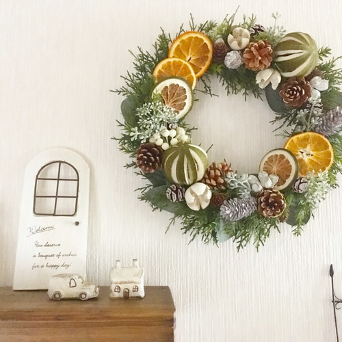 orange Christmas2 ドライオレンジのクリスマスリース リース orange Christmas2 ドライオレンジのクリスマスリース リース