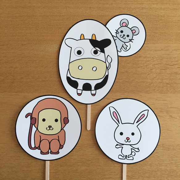 干支の話 ペープサート パネルシアター おもちゃ・人形 ぼたん2組 通販 3320030｜Creema(クリーマ)