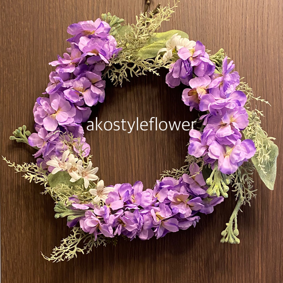 ストックのスワッグ（リース）最大幅約35cm（直径約28cm） アートフラワー akostyleflower 通販 11611141 ...