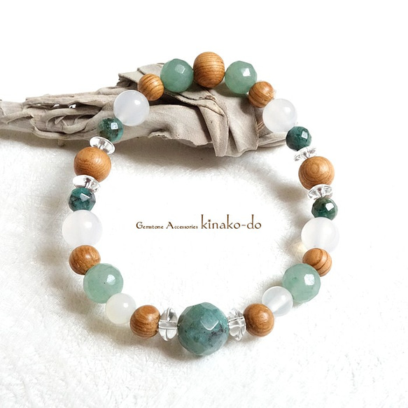 疲労やストレスを和らげ心身のバランスを整える#10～天然石＆屋久杉ブレスレット ブレスレット 天然ストーン きなこ堂 通販｜Creema ...