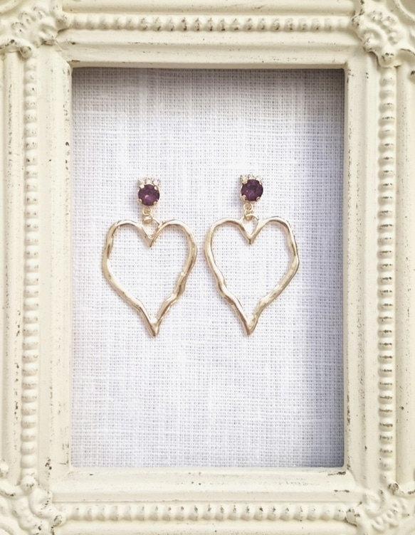 rocking heart " purple " ピアス（その他） アトリエヴァニラティ 通販｜Creema(クリーマ) 10260951