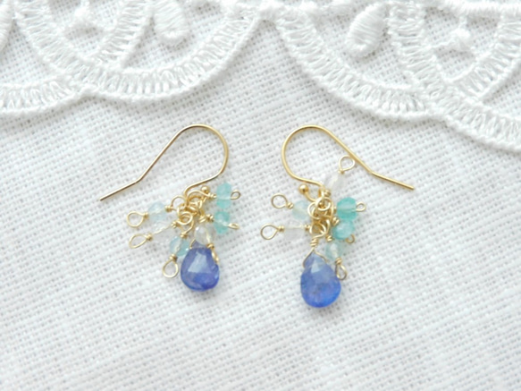 タンザナイト・クオーツ・ブルートパーズ・ブルーアパタイト14kgfフックピアス ピアス（フック・チェーン） アトリエヴァニラティ 通販 ...