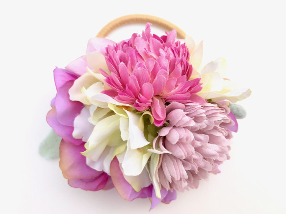 花集めの髪飾り ハッピーピンク ヘアゴム North Little Nest 通販｜Creema(クリーマ) 3411934