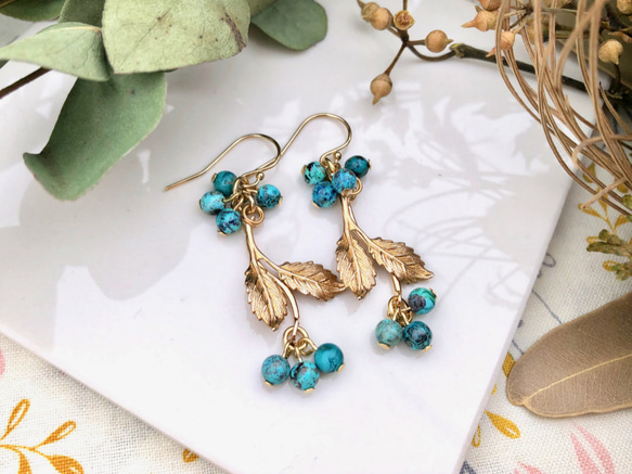 森のつる草のピアス 14kgfフック クリソコラ ピアス（フック・チェーン） North Little Nest 通販 8681507 ...