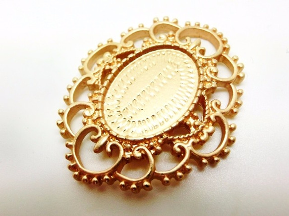 ＜再再再販＞＜2個＞18×13mm用：フィリグリーセッティング（マットゴールド）ミール皿 金具・チェーン JollyJewel creema店 ...