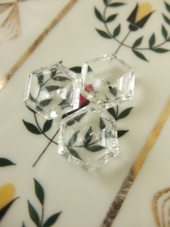 2ヶ クリアボタン ガラス素材 ボタン tefutefu 通販 2175339｜Creema(クリーマ)