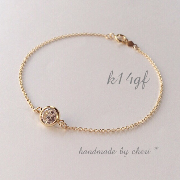 k14gf cz一粒ジルコニア ブレスレット ブレスレット cheri * 通販 2741295｜Creema(クリーマ)