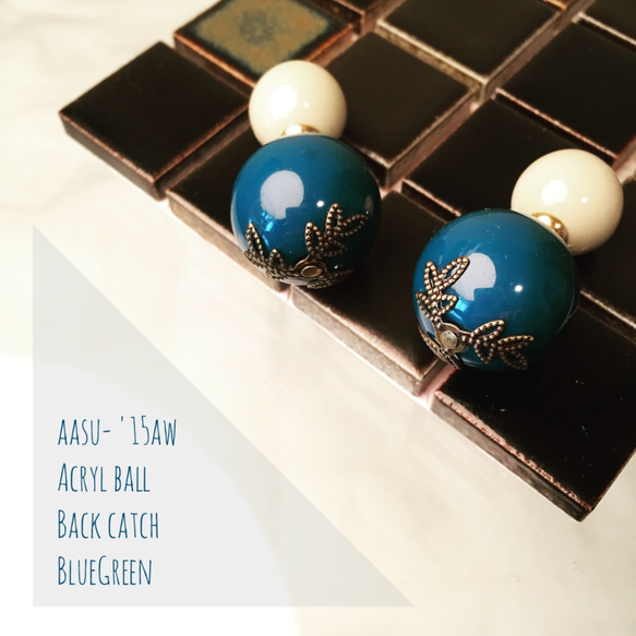 レトロポップ2wayピアス(ピーコック×ミルキーモスグリーン) ピアス（スタッド・一粒） aasu- 通販 1500309｜Creema(クリーマ)