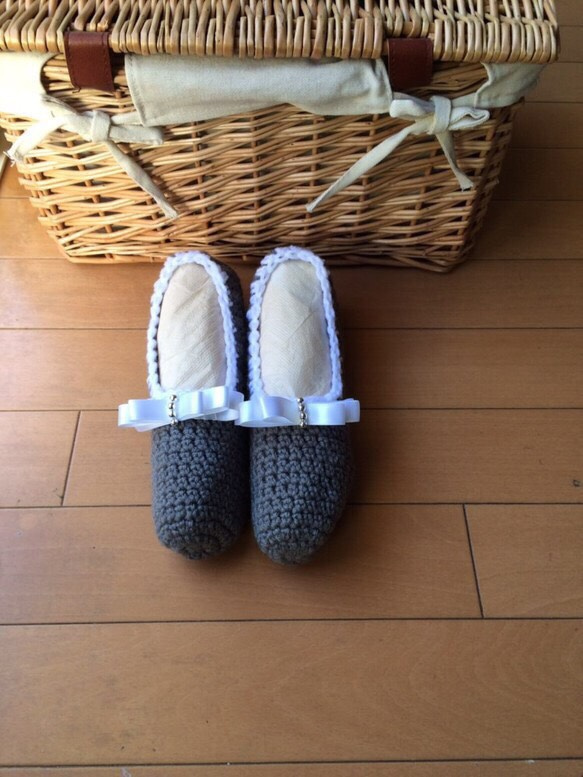 上品でふんわりキュートバレエシューズ型ルームシューズDGT-SWH16-S4 スリッパ・ルームシューズ アールグレイ 通販｜Creema(クリーマ)