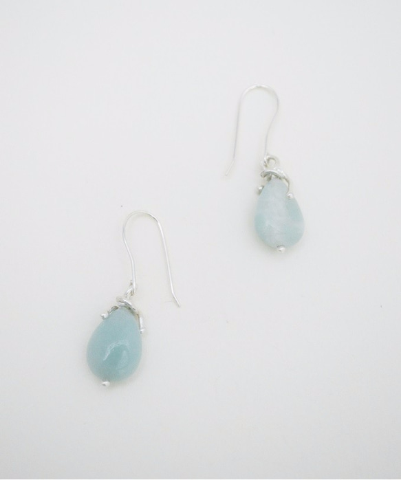 クールダウンシリーズ-ピュアシルバー‧アンモニアストーン/アマゾンストーンピアス ピアス（フック・チェーン） Ji Moi 通販｜Creema ...