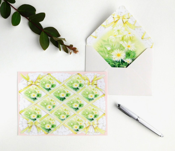 リボン＆フラワー レターセット ～マーガレット～ レターセット March-Hare-Gallery 通販 7535353｜Creema(クリーマ)