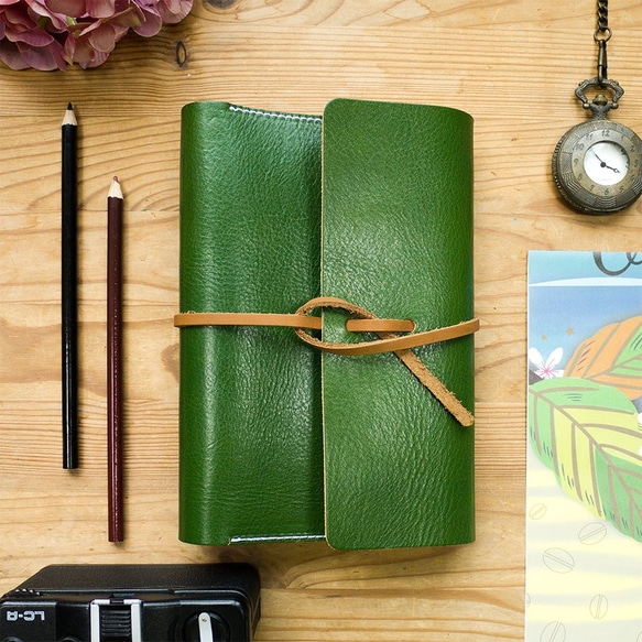 32k handmade green genuine leather book cover ブックカバー Leatai 通販 4048035 ...