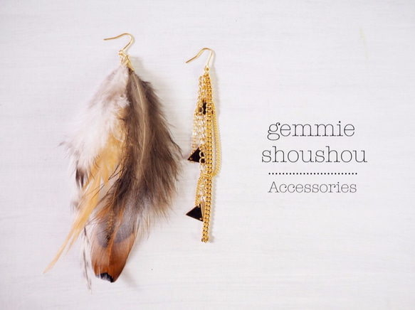 mix feathers pierce. ピアス（スタッド・一粒） gemmie shoushou 通販｜Creema(クリーマ) 1794081