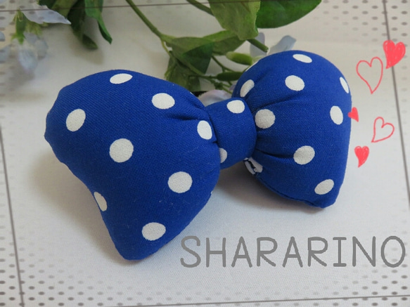 リボンヘアゴム【青ドット】 ヘアゴム しゃらりの 通販｜Creema(クリーマ) 2830876