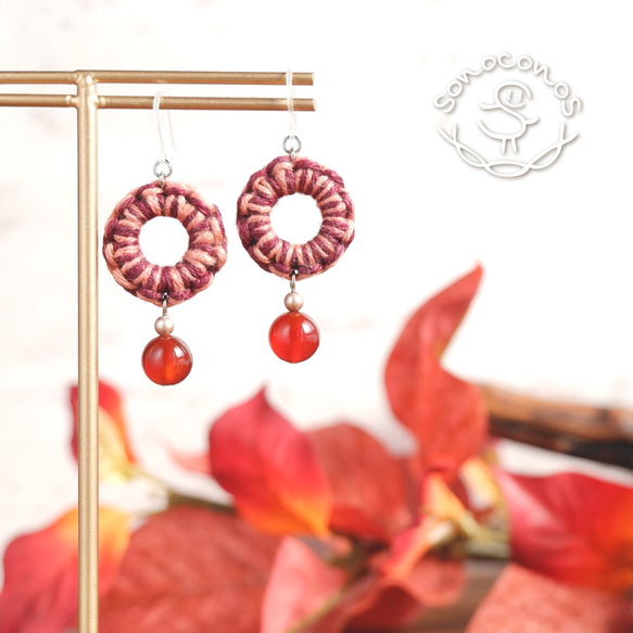 大人カジュアルなヘンプピアス（カーネリアン） ピアス（フック・チェーン） sonoconos 通販 10606016｜Creema(クリーマ)